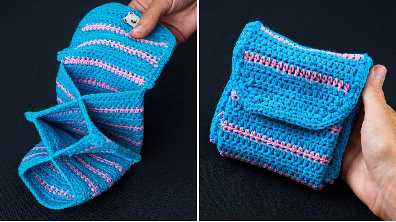 How to crochet a trifold wallet easily and quickly! - YouTube
