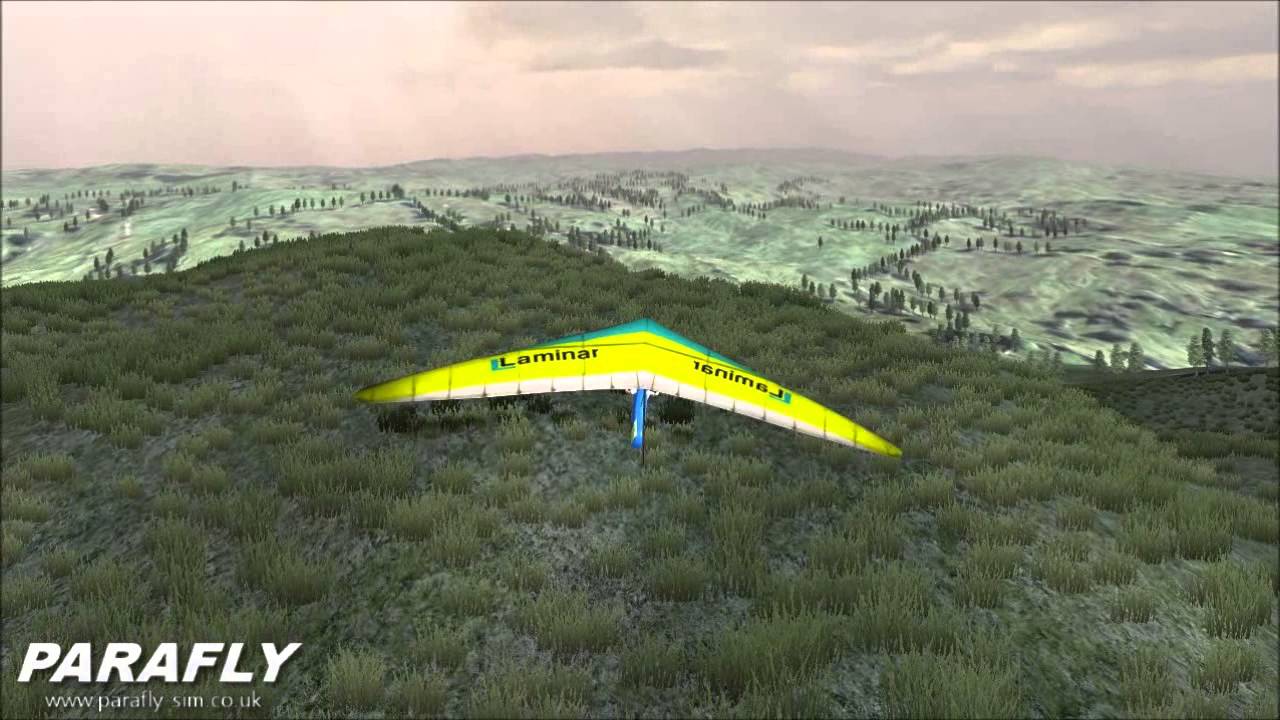 PARAFLY Sim : 3D hang glider simulator strong winds on hill - YouTube