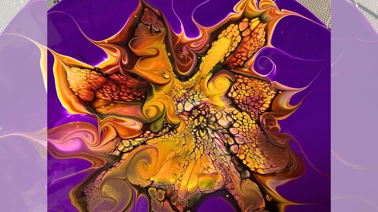 #143 Fall Color Palette Floating Bloom | Acrylic Pour Painting ...