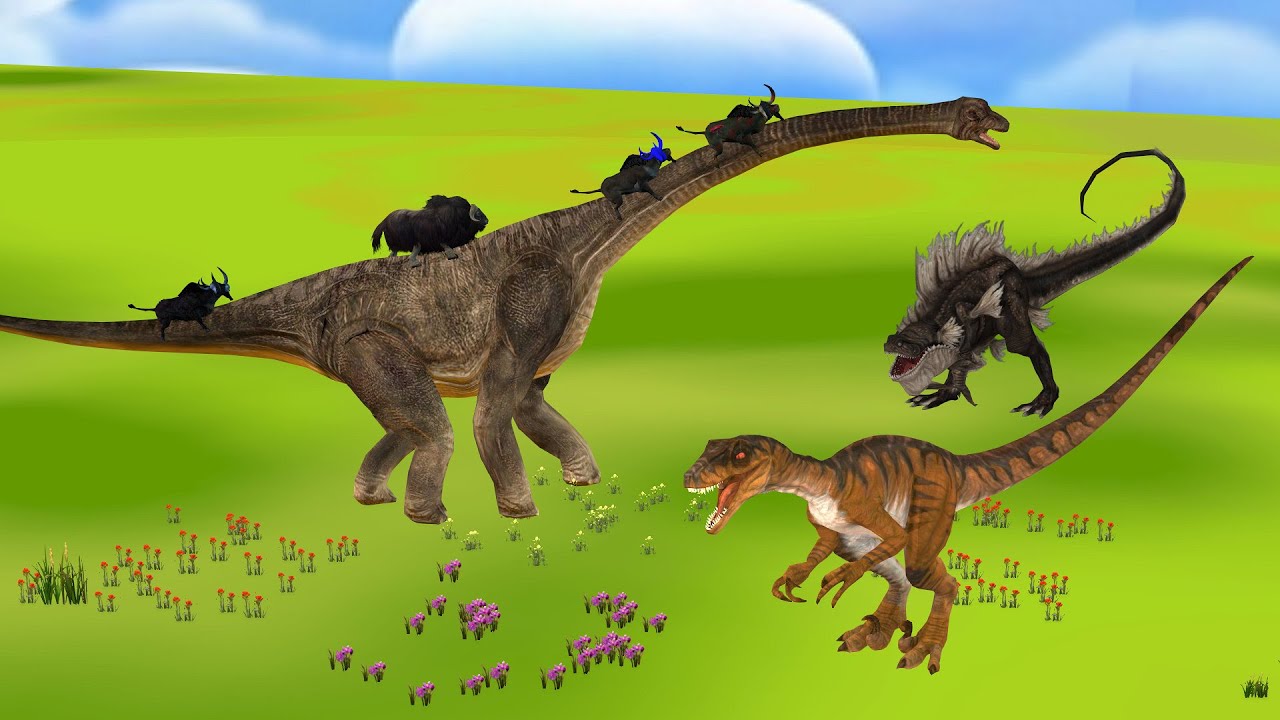 dinosaur fight video | Puertasaurus vs t-rex fight | trex dinosaur vs ...