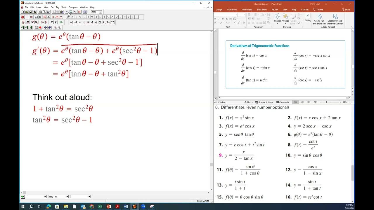 Differentiate Trig Functions Youtube