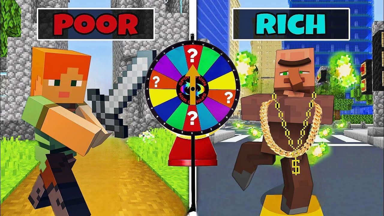 RICH VILLAGER VS ME! MINECRAFT SPIN CHALLENGE! | MINECRAFT CHALLENGE ...