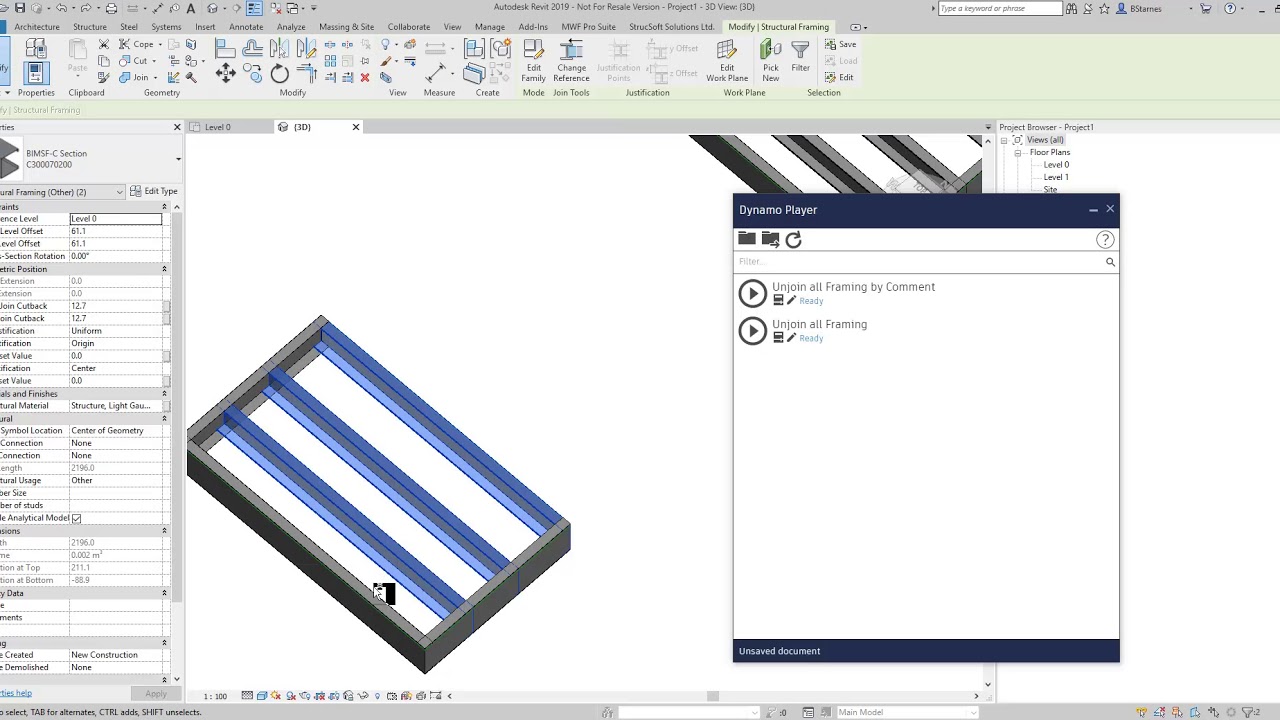 Dynamo Scripts - Unjoin All Framing - YouTube