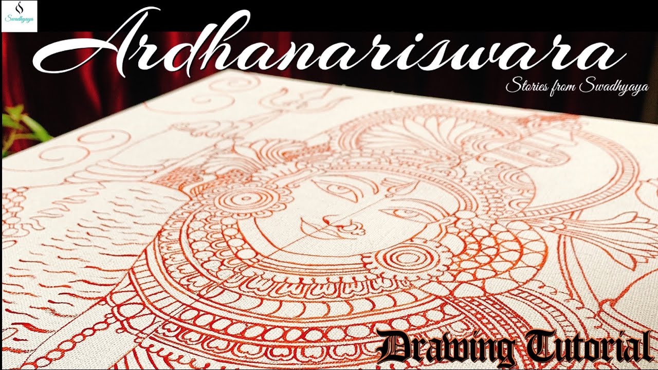 Ardhanariswara Learn Kerala Mural Painting || Drawing Tutorial (Part 01 ...