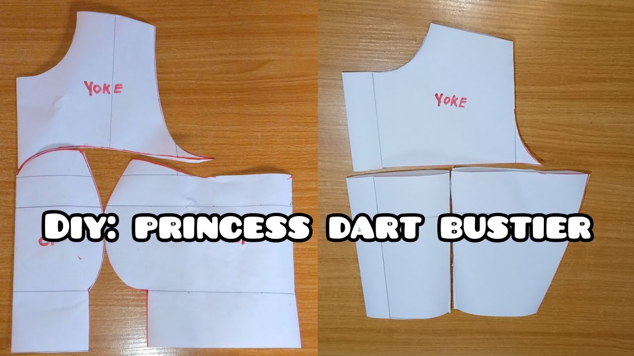 How to draft a princess dart bustier with yoke. - YouTube
