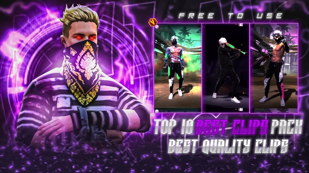 TOP 10 CLIPS | FREE FIRE NEW LOBBY CLIPS PACK📍| FREE FIRE EMOTE PACK ...