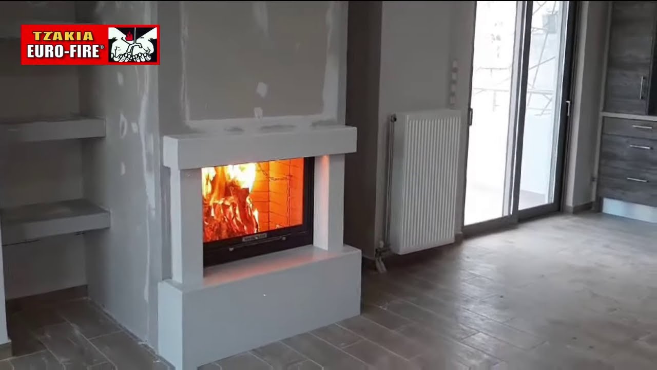 Τζάκι πυρότουβλο τύπου ενεργειακού με πόρτα συρόμενη επένδυση από ...