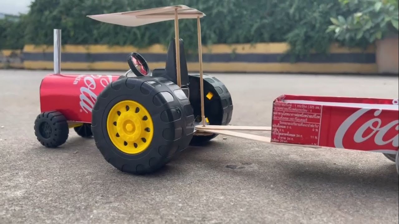 How to Make a Creative Tractor Using Coca-Cola Cans - DIY - YouTube