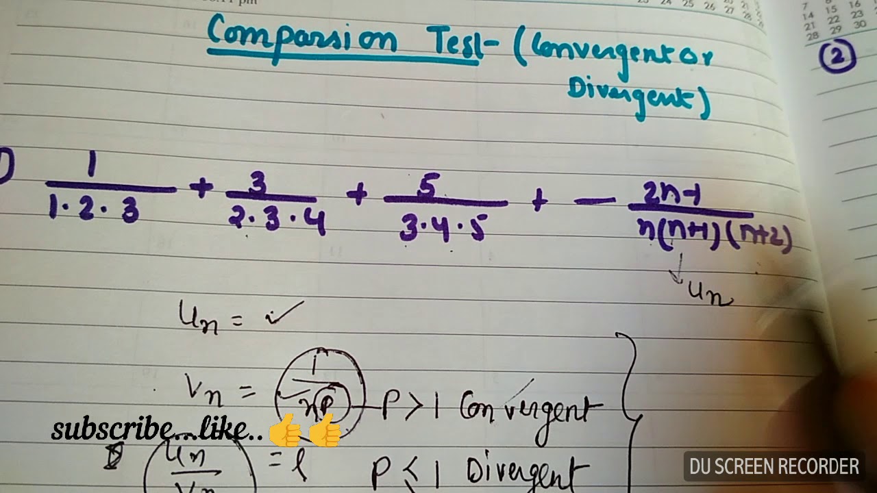 Comparison test: convergent/ divergent.. comparison test..method 1..tgt ...