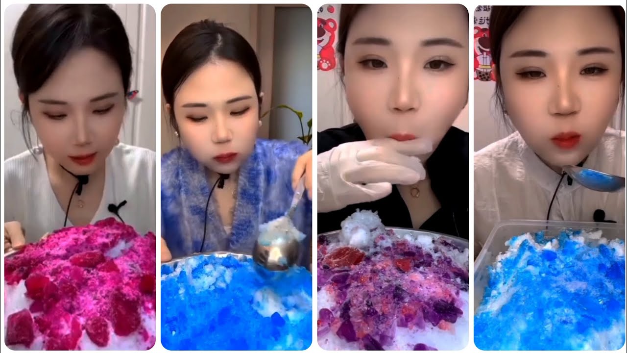 YY'S ASMR ICE | ONLY YY ICE EATING || MIX WHITE SHAVED ICE WITH ...