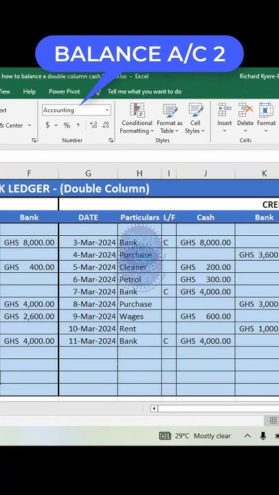 How to Balance a Double-Column Cash Book 2 | TechTricksGh #excel #shorts #balancesheet - YouTube