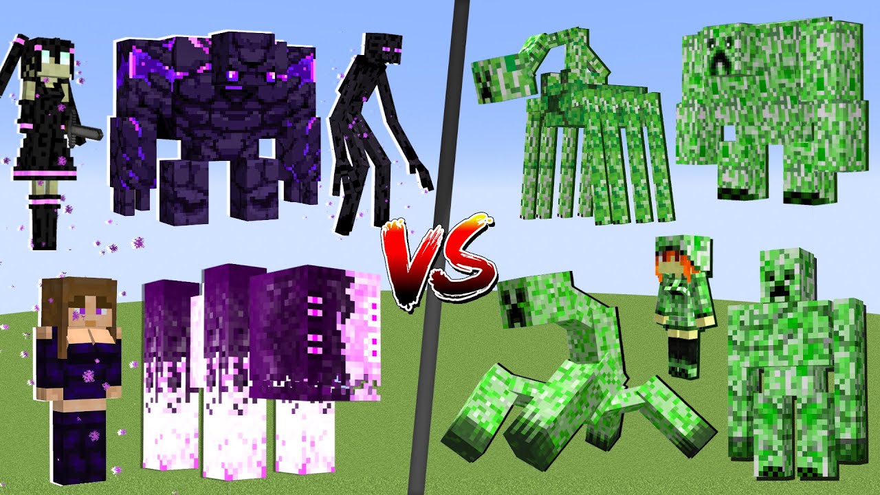 All Ender mobs vs All Creeper Mutant mobs - Minecraft Mob Battle - YouTube