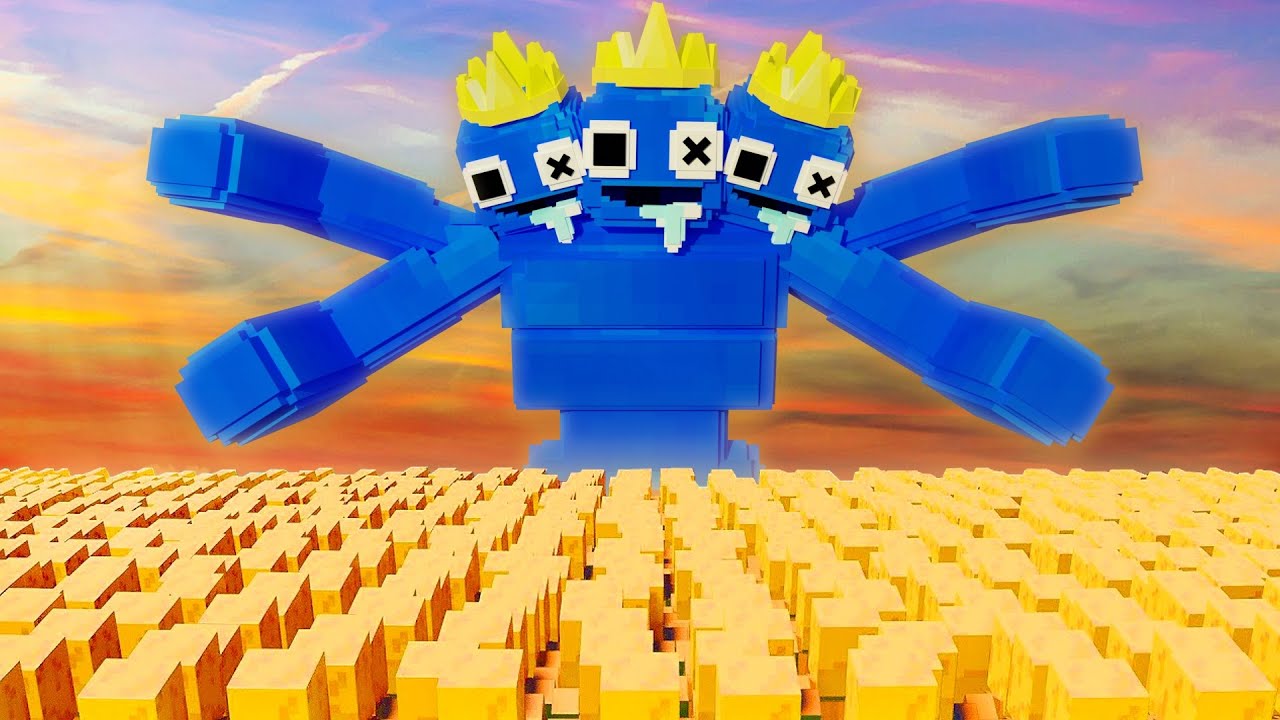 10,000 Villagers VS Mutant BLUE Rainbow Friend - YouTube