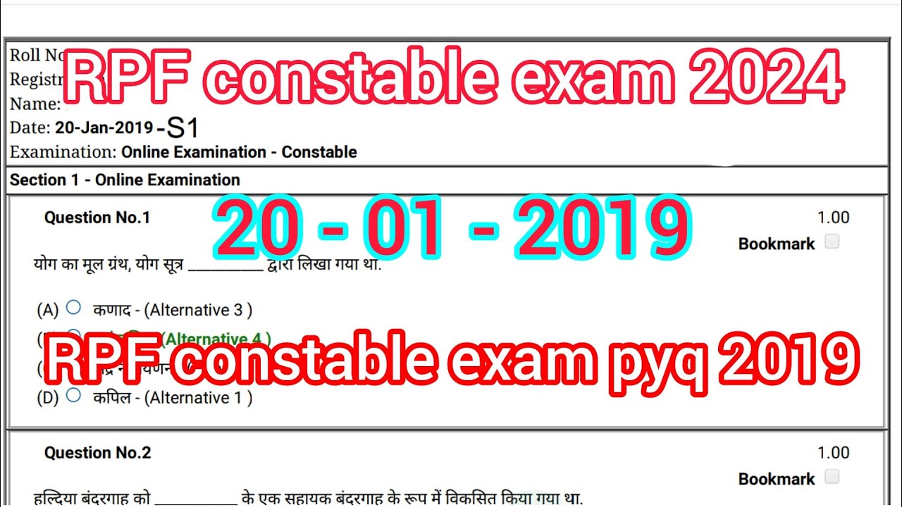 RPF constable exam pyq questions paper 2019 // RPF constable exam 2024 ...
