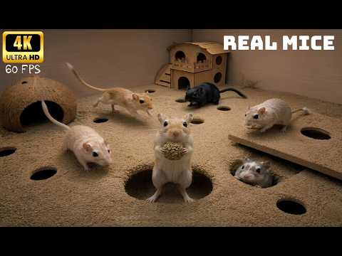 Cat TV 🐭 Real Mice & Gerbils Playing Around for Cats | Relaxing 8 Hours in 4K