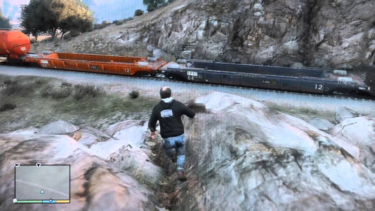 How To Jump Onto a Moving Train GTA V Gameplay - YouTube