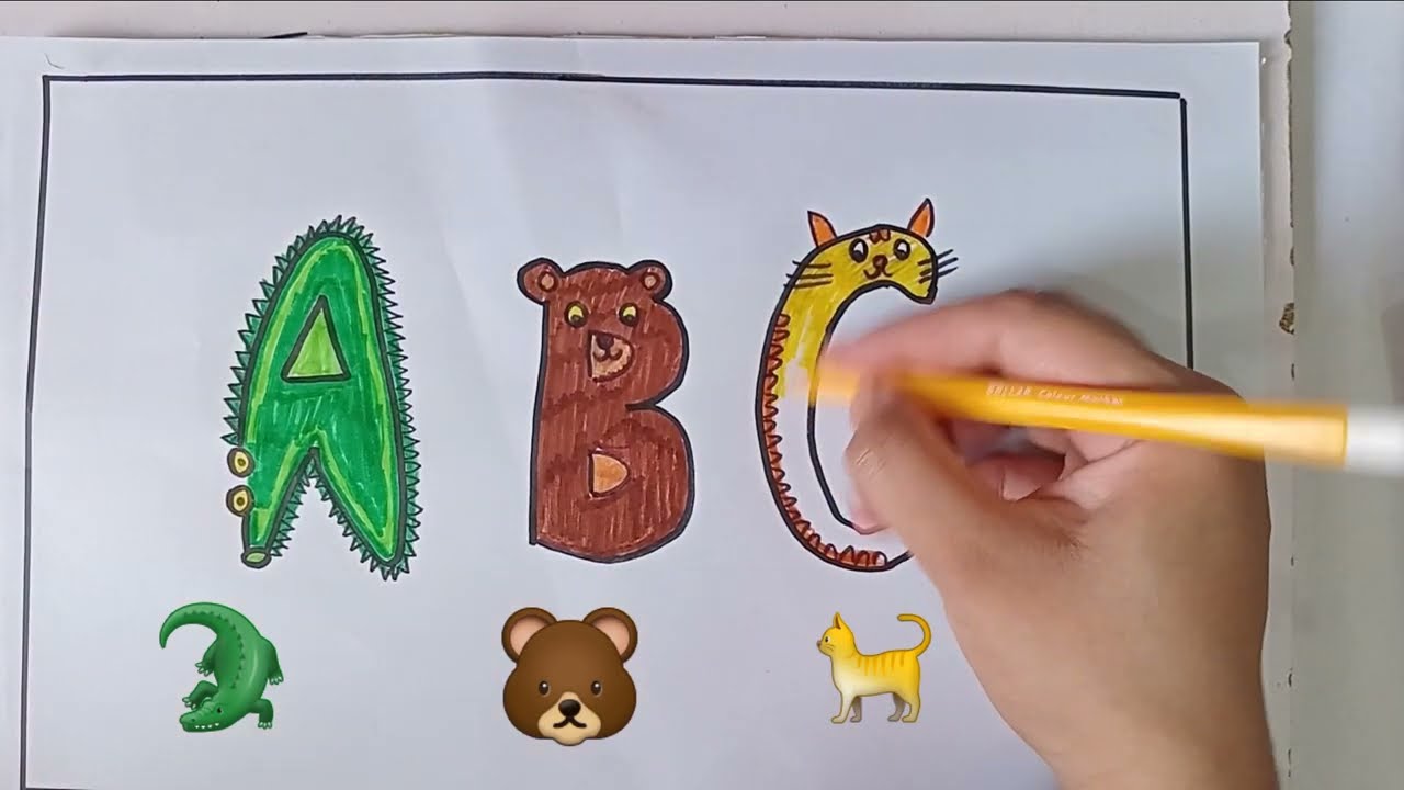 How to Draw animals with ABC | Coloring and Painting ABC with animal ...