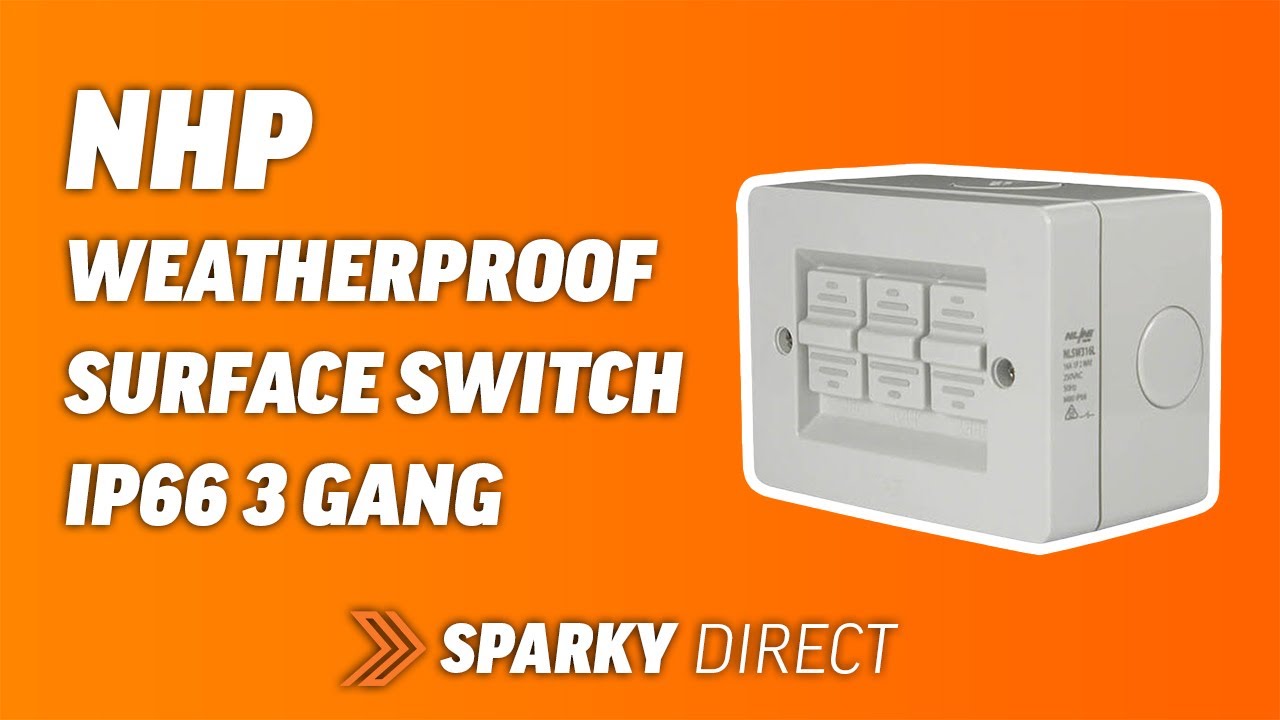 NHP NLSW316L | NLINE Weatherproof Surface Switch IP66 3 Gang 1 Pole 16A ...