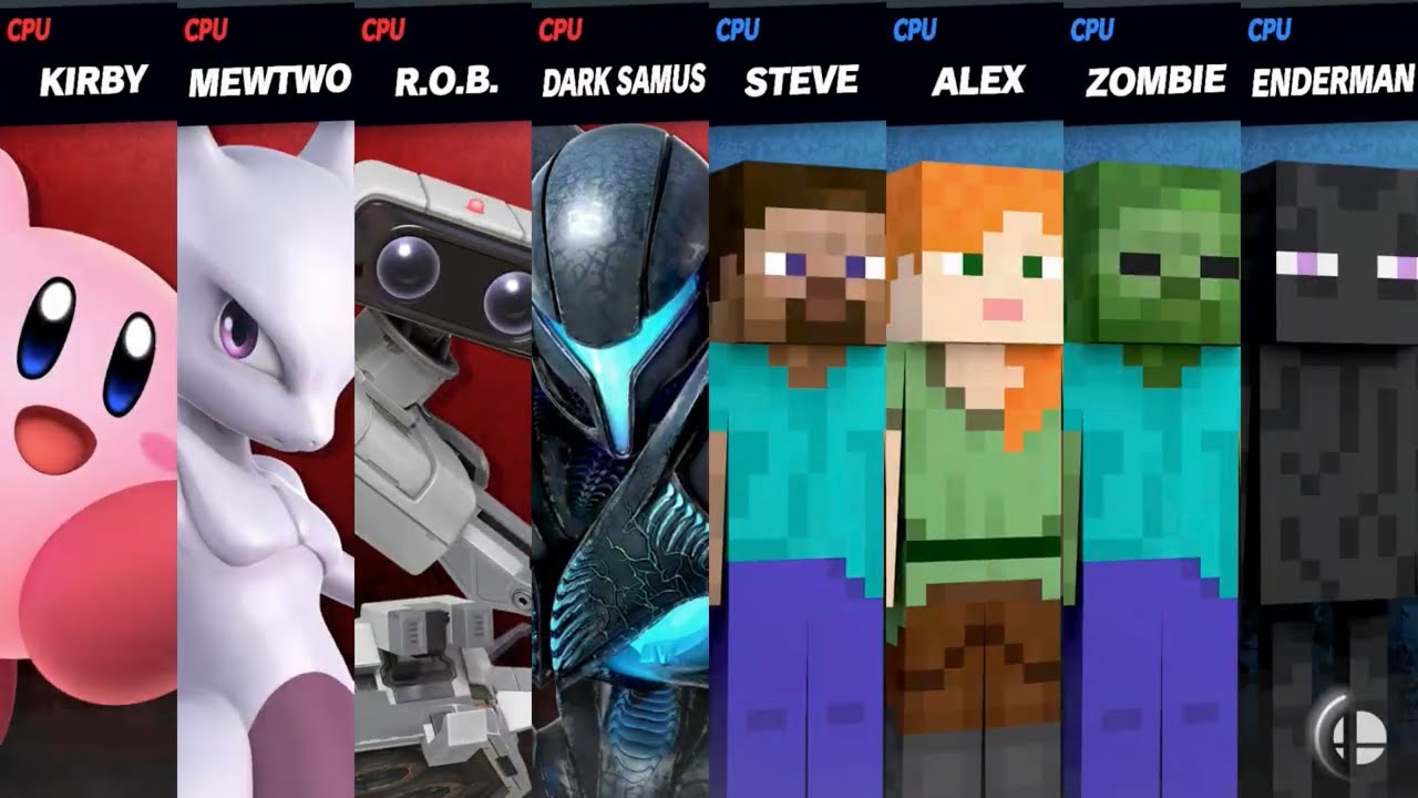 Super Smash Bros. Ultimate - Team Kirby vs Team Minecraft - YouTube