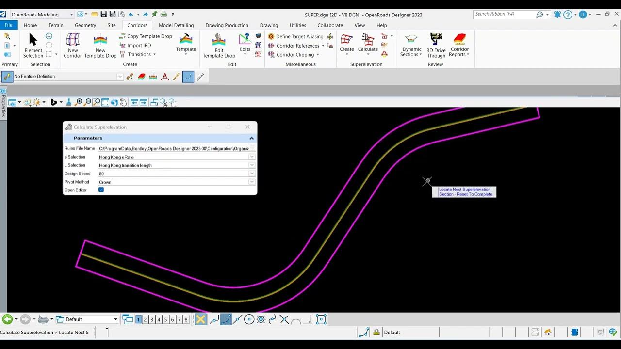 OpenRoads Designer Hong Kong Dataset - Superelevation/Crossfall - YouTube
