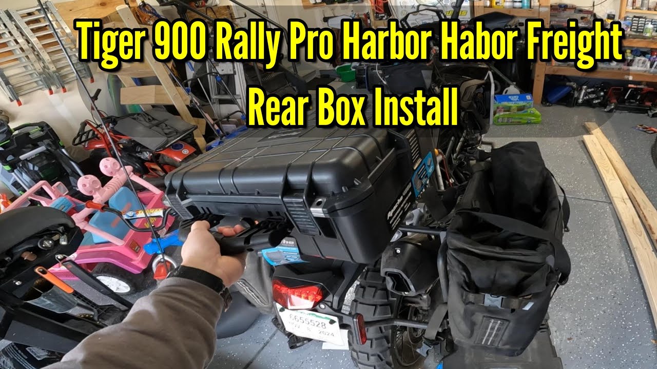 Tiger 900 Rear Harbor freight box install - YouTube