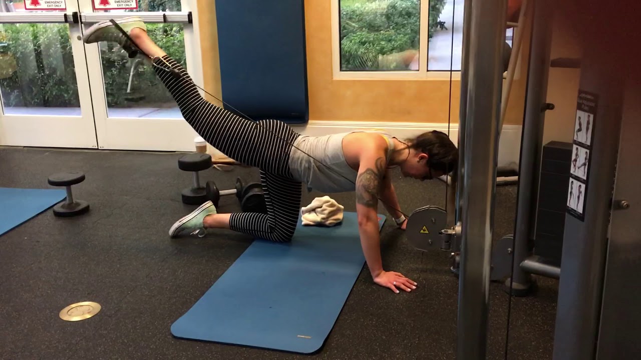 Kneeling cable glute kickback - YouTube