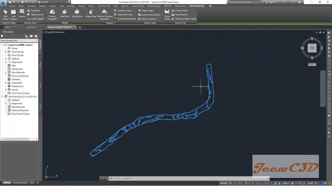 9 Import Landxml Surface - Civil 3D Road Design - YouTube