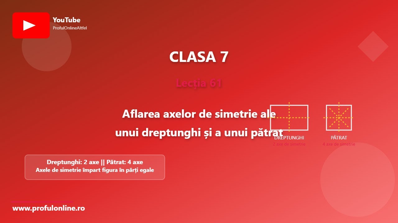 Lectia 61 - Aflarea axelor de simetrie ale unui dreptunghi și a unui ...