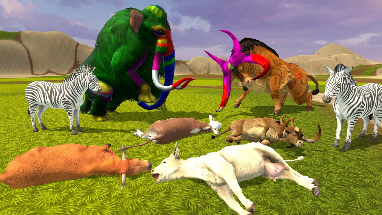 Elephants Vs Giant Bull Fight on Snow Attack Cow & Elephant Saved by ...