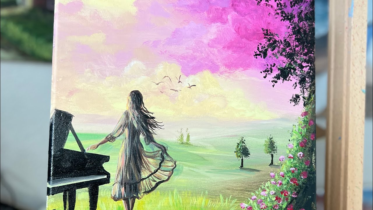 Acrylic painting tutorial of a fairy landscape | Easy step by step art ...