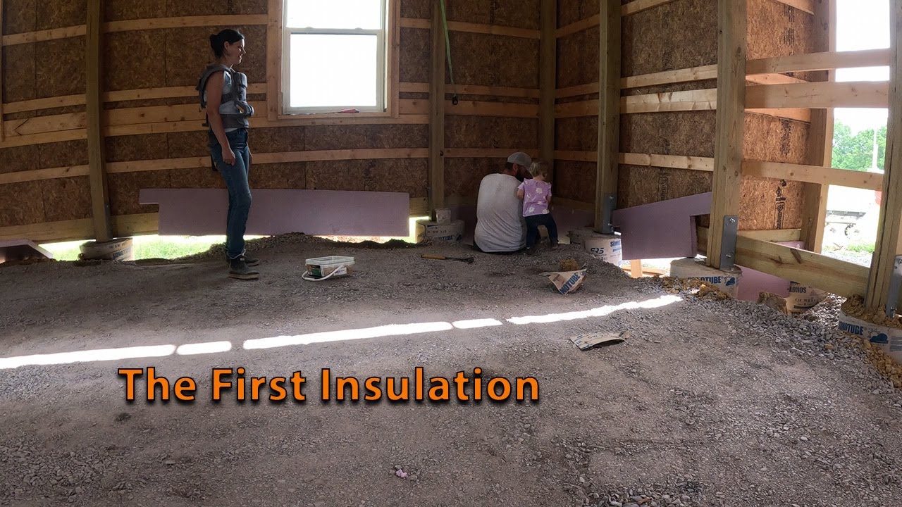 Our First INSULATION! Installing Insulation Below Grade - YouTube