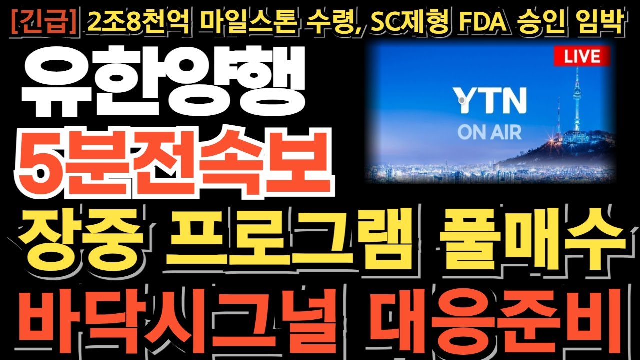 유한양행 주가전망 긴급 장중 프로그램 풀매수 포착 바닥시그널 무조건 이렇게 하세요 미국 대선 Fomc 변동성 확대 대응에 집중할때입니다 흔들리지마세요 추가 Fda