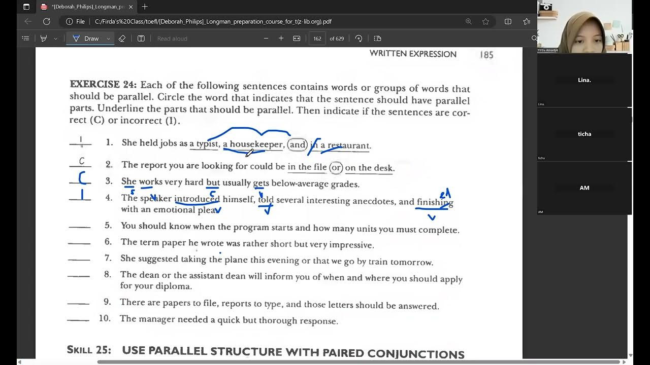 Pembahasan Longman TOEFL Skill 24-26 (Parallel Structure) - YouTube