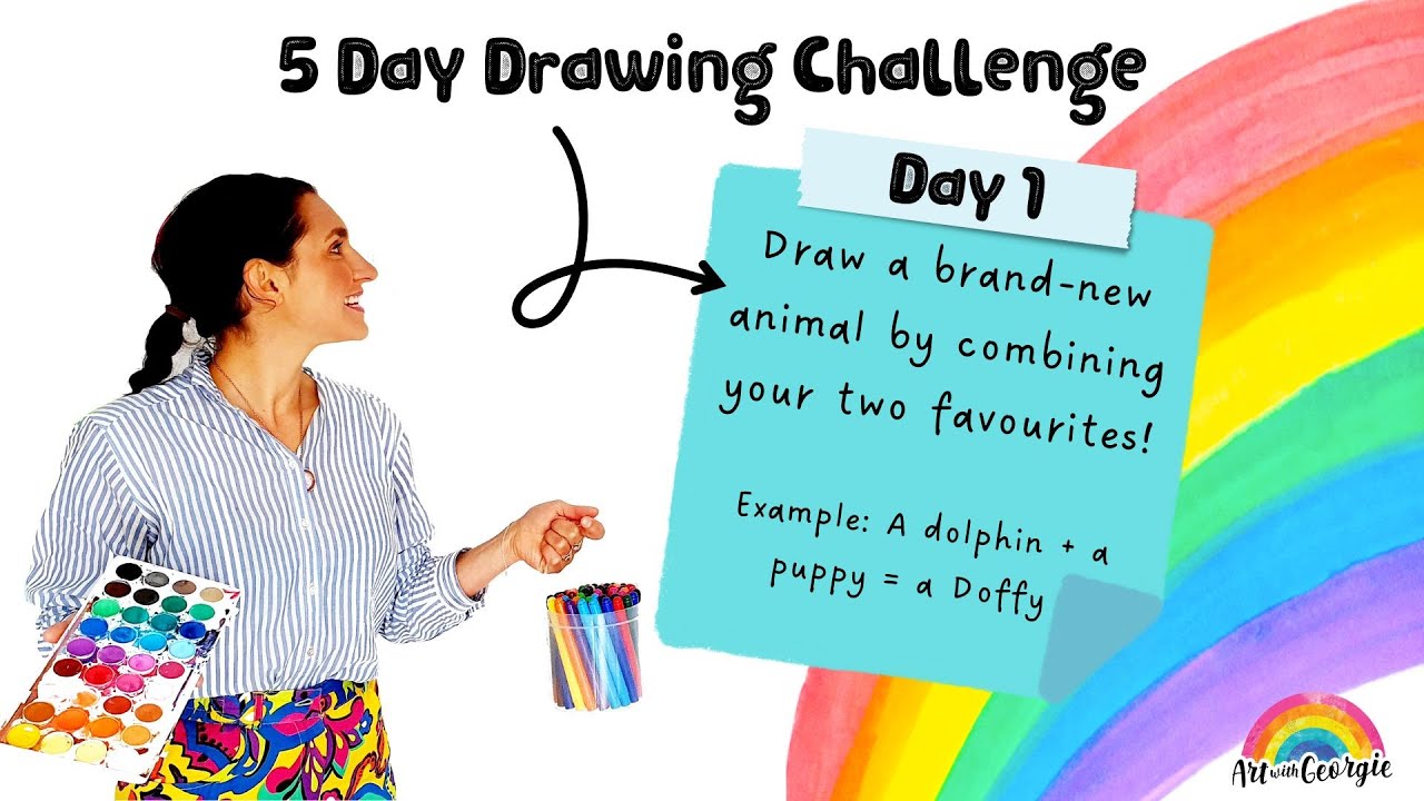 Day 1 Drawing Challenge for Kids – Animal Mash-Up! 🐶🦄 | Free 5-Day Art ...