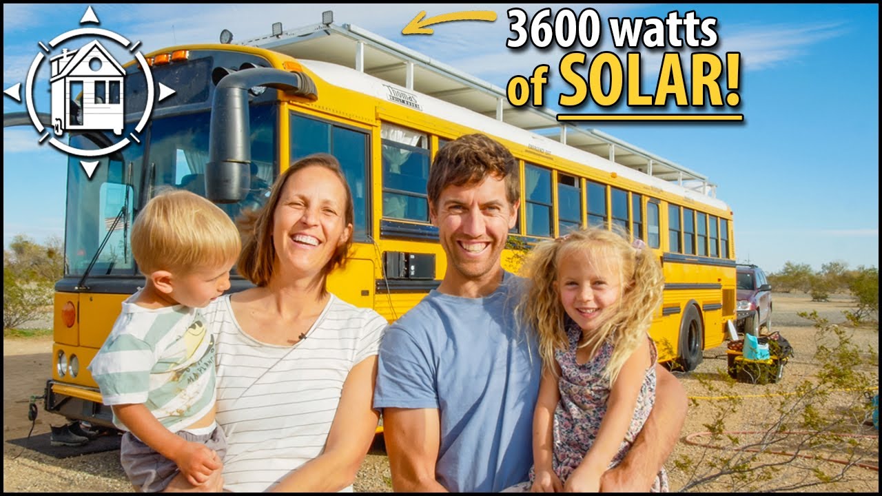 Skoolie family w/ toddlers! Tour their bus turned tiny home - YouTube