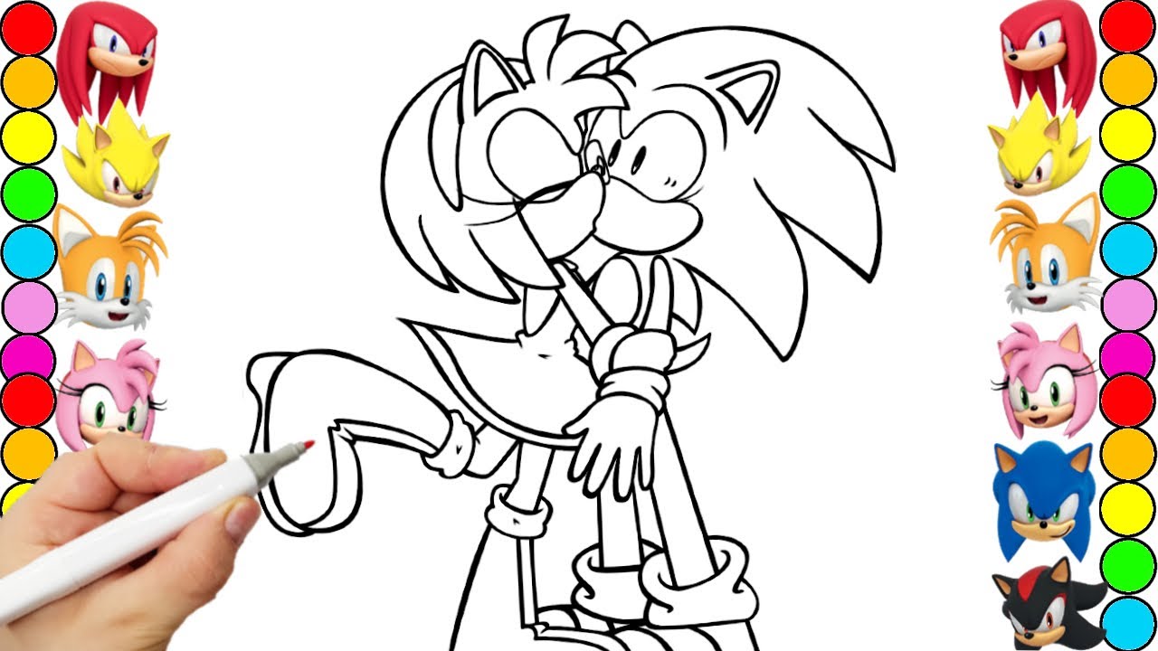 Sonic And Amy Kiss Coloring Pages