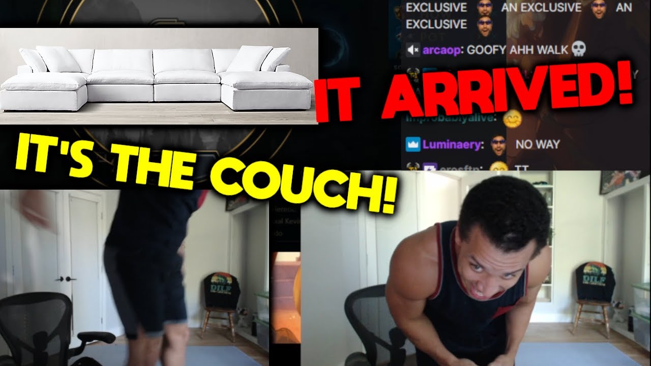Tyler1 reaction to his $21,000 Couch FINALLY ARRIVING - YouTube