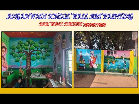 Anganwadi school wall cartoon images || High school wall art - YouTube
