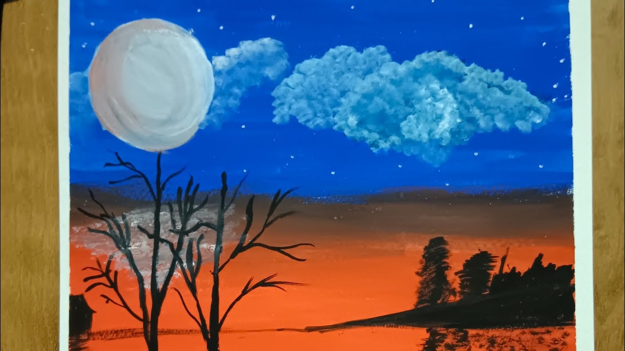 Beautiful scenery painting poster colour | Doms poster colour painting ...