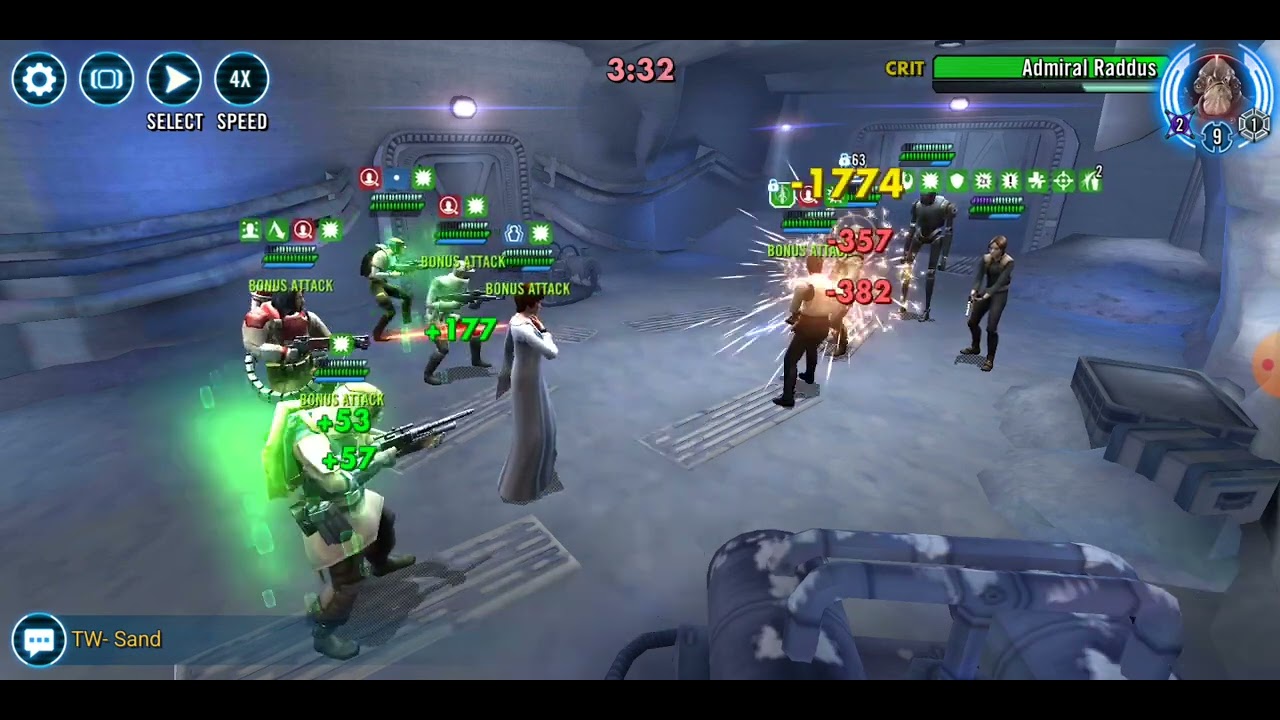 Mon Mothma/Kyle Katarn/Pao/HRS/Baze vs omicron Admiral Raddus/Jyn ...