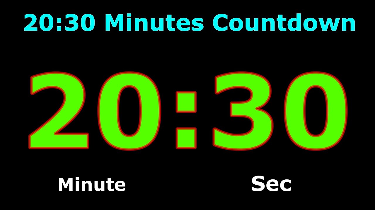 20:30 Minutes Countdown | Digital Clock | 20:30 Minute Alarm | Twenty ...