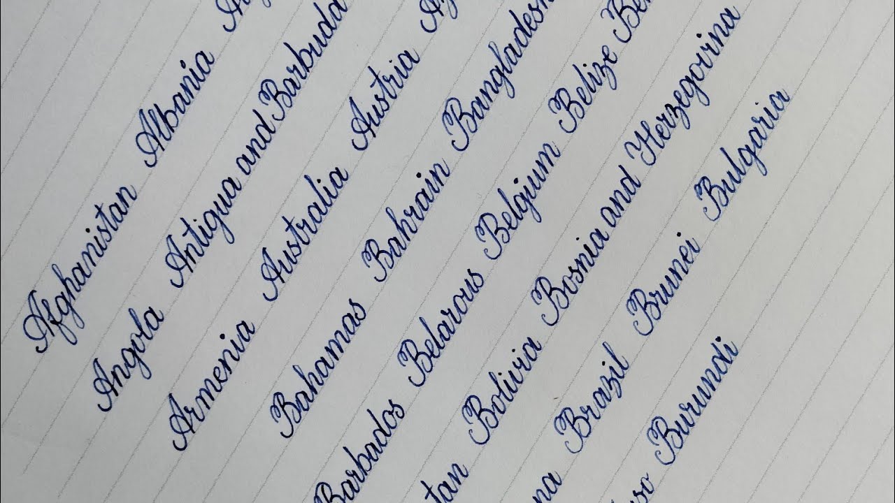 English handwriting | Countries names beginning with A and B | Neat ...