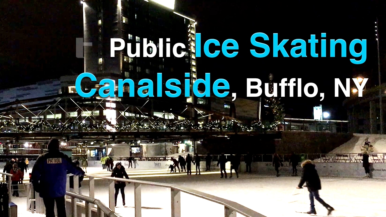 Ice Skating at Canalside, Buffalo, NY at night - YouTube