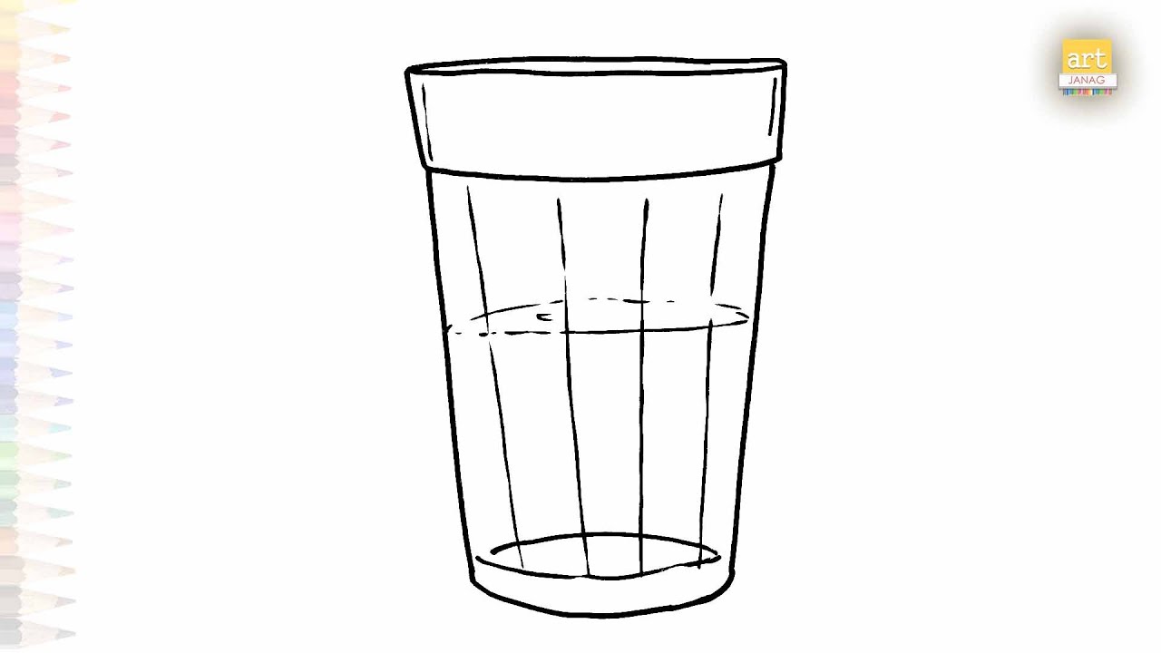 Tea glass drawing easy | Outline sketches | How to draw Tea glass step ...