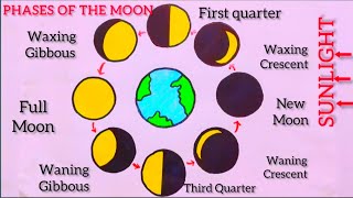 How To Draw The Phases Of The Moon Diagram Drawing Easy And Step By ...