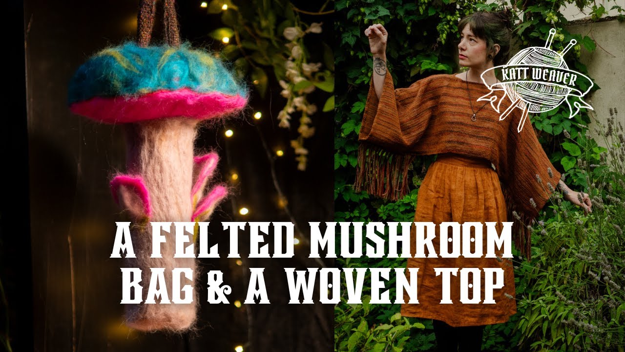 Whimsical DIY felted mushroom bottle holder & handwoven fringed top ...
