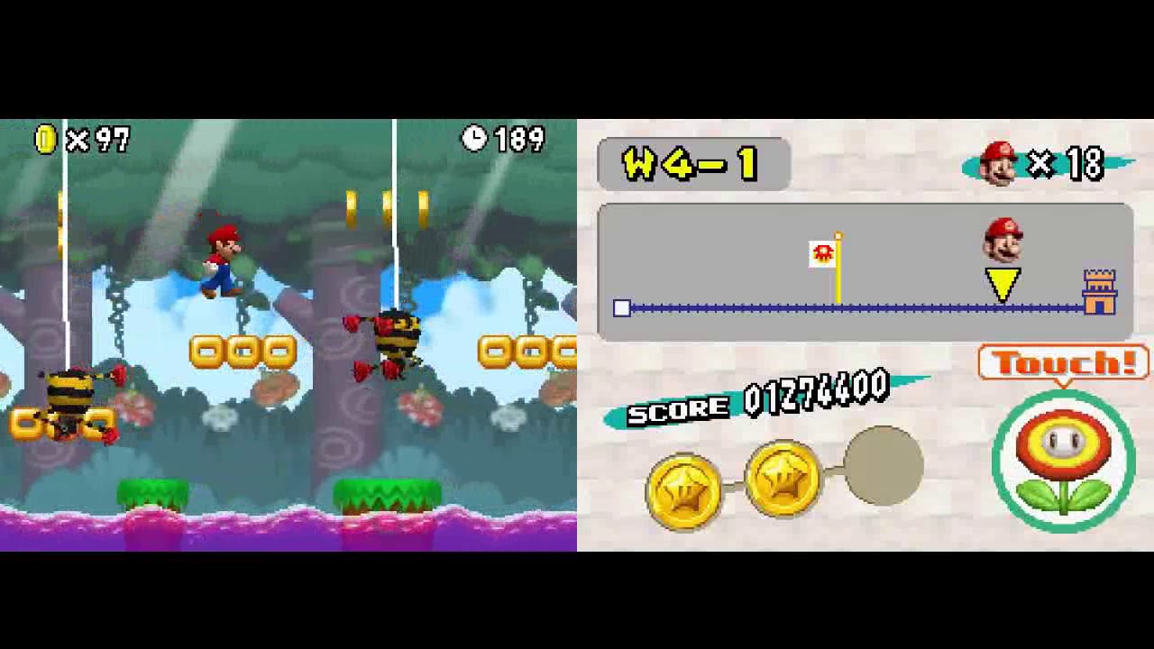 New Super Mario Bros. DS World 4 Level 4-1 [3-Stars&Secret Exit] - YouTube