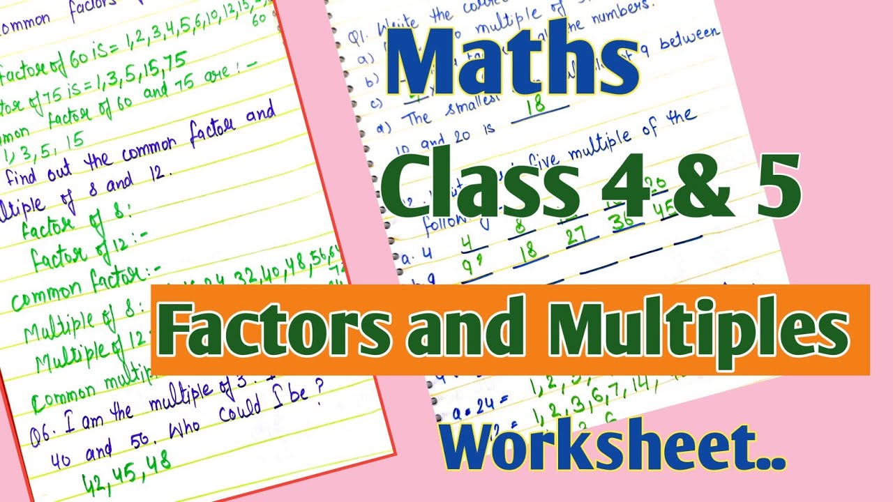 Factors and Multiples Worksheet for class 4 & class 5 /Maths for class ...