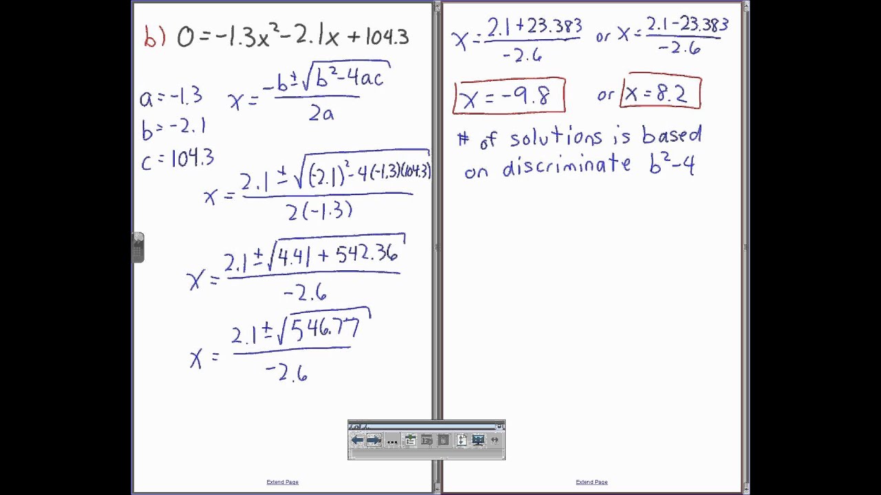 MCR3U - Quadratic Formula and Completing The Square - Part 2 of 4 - YouTube