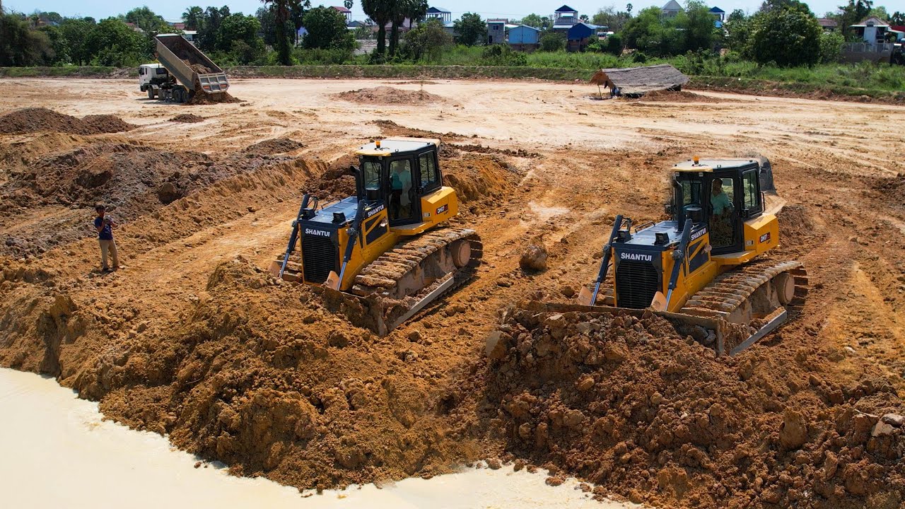 Best Shantui Dozer Operation, Ground Leveling, Earthmoving, Gravel Dumping, Land Development ...